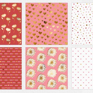 Valentine's Day Gold Foil Digital Paper, Gold Foil, Valentine, Hearts ...