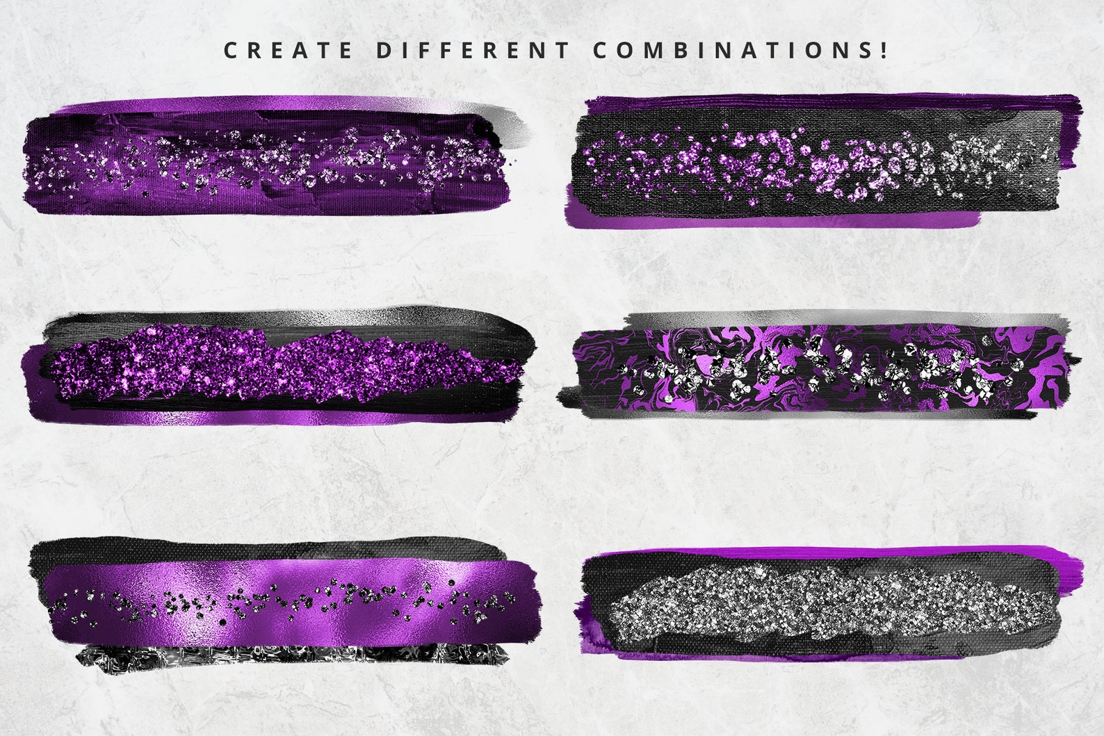 Purple and Black Brush Strokes Clipart Paint Strokes PNG - Etsy