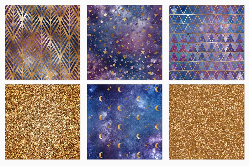 Galaxy Gold Foil Digital Paper Seamless Textures Digital | Etsy