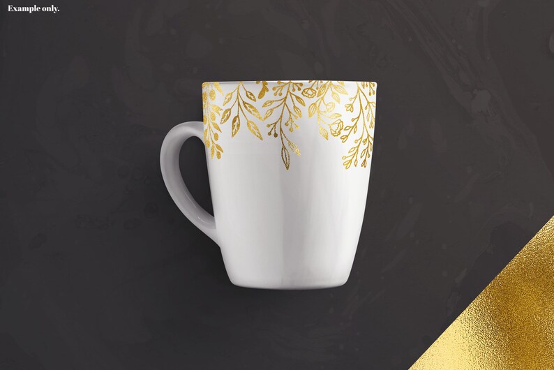 Gold Foil Floral Clipart Set, Faux Foil, Clipart, Floral Illustrations ...