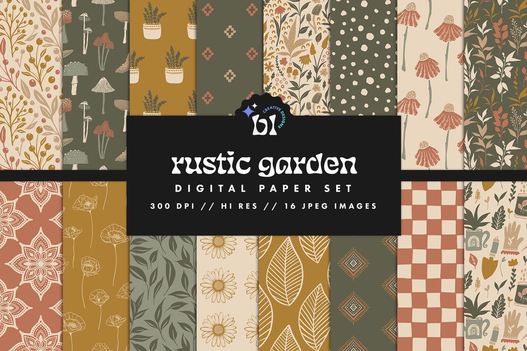 Garden Digital Paper Set, Spring Seamless Textures, Floral Patterns ...