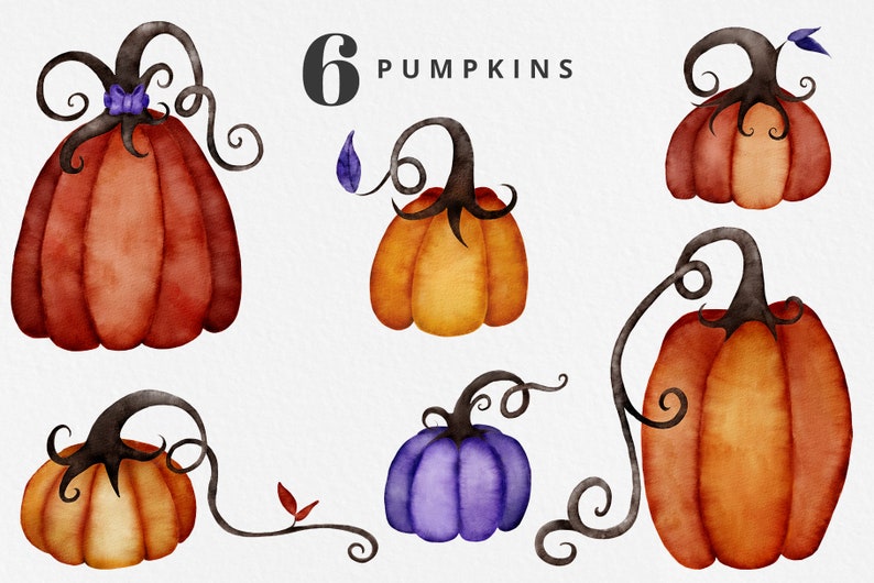 Watercolor Fall Clip Art Set, Autumn Clipart, Watercolor Leaves ...