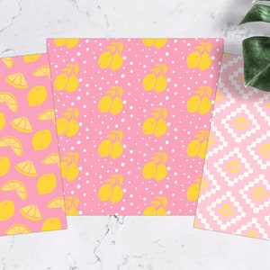 Lemon Digital Paper Set, Seamless Textures, Summer Patterns, Lemonade ...