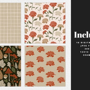 Fall Foliage Digital Paper Set, Seamless Textures, Autumn Patterns ...