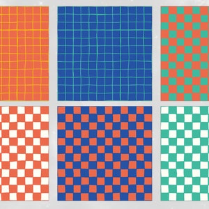 Vibrant Grid and Checker Digital Paper Set, Seamless Textures, Grid ...