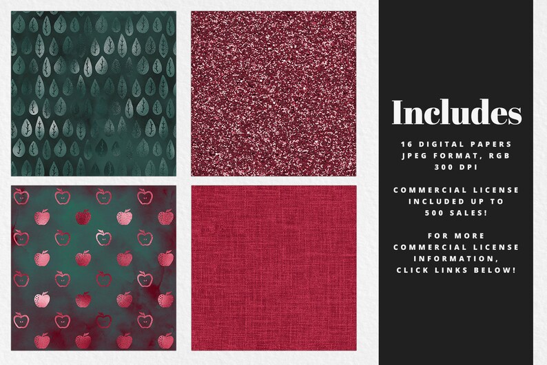 Orchard Apple Digital Paper Set, Foil, Seamless Textures, Apple ...