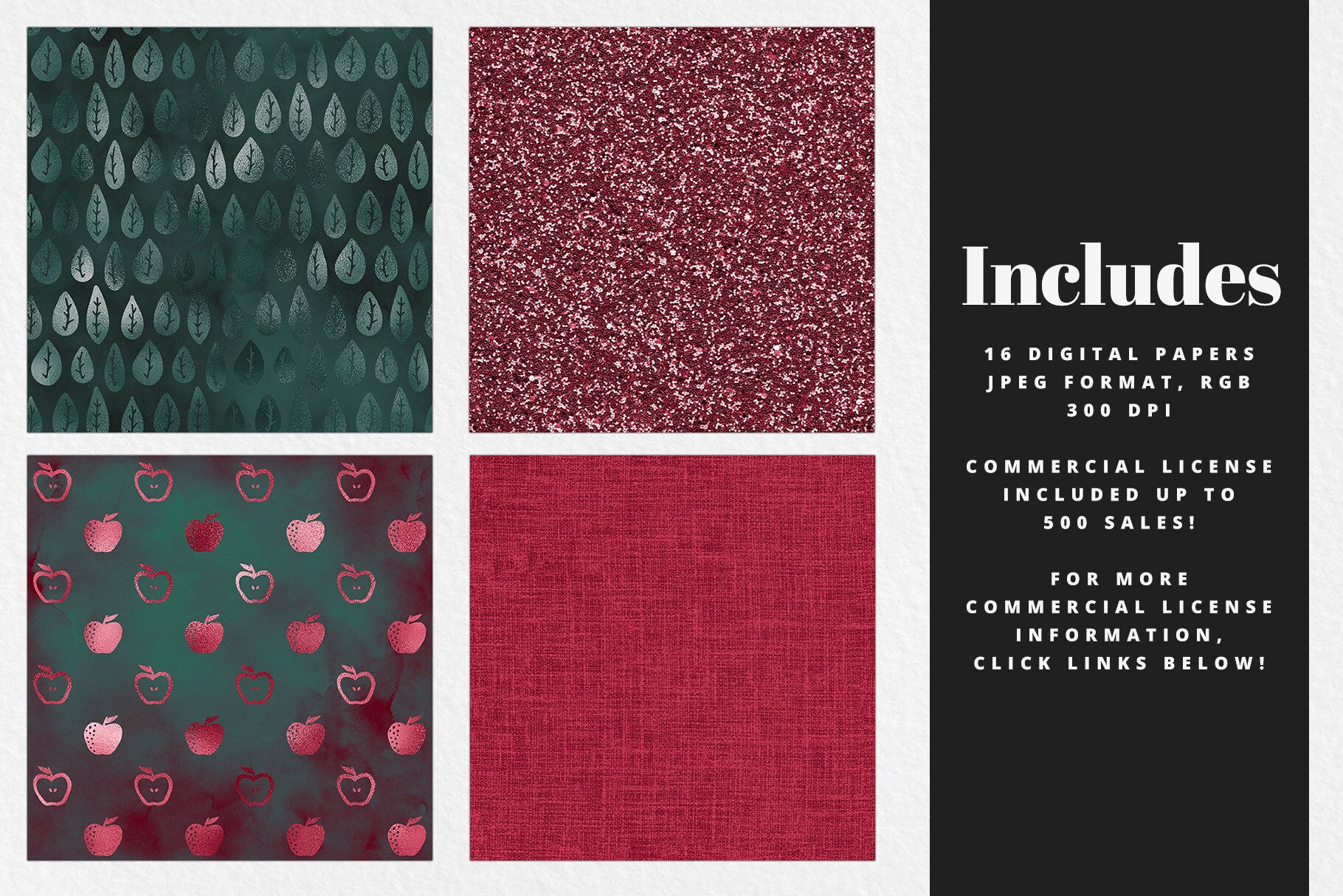 Orchard Apple Digital Paper Set Foil Seamless Textures | Etsy