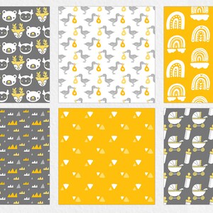 Yellow Nursery Digital Paper Set, Seamless Textures, Baby Patterns ...