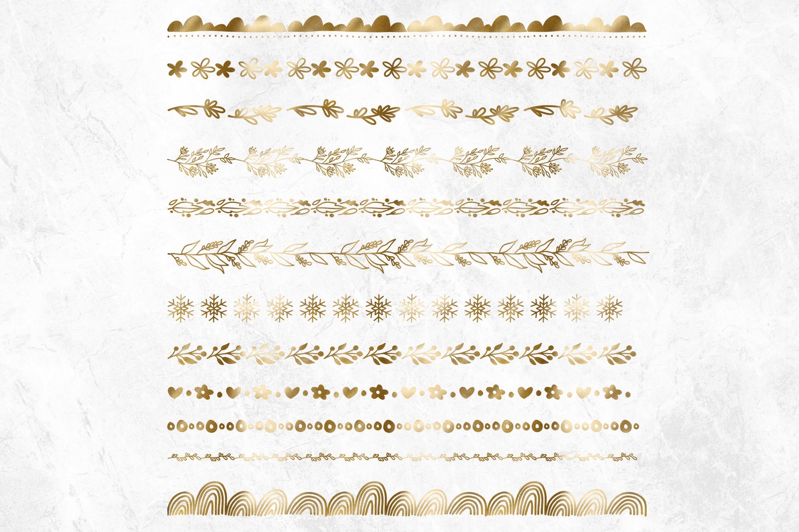Gold Foil Divider Clipart Set Faux Foil Clipart Floral | Etsy
