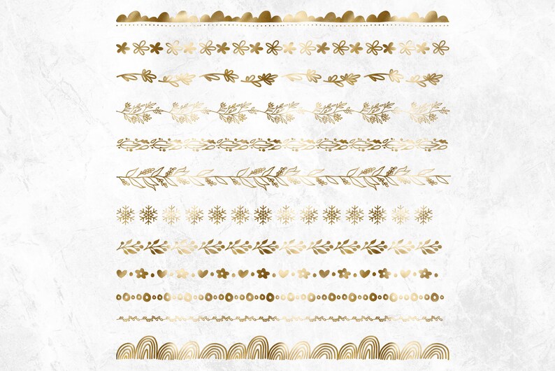 Gold Foil Divider Clipart Set, Faux Foil, Clipart, Floral Illustrations ...