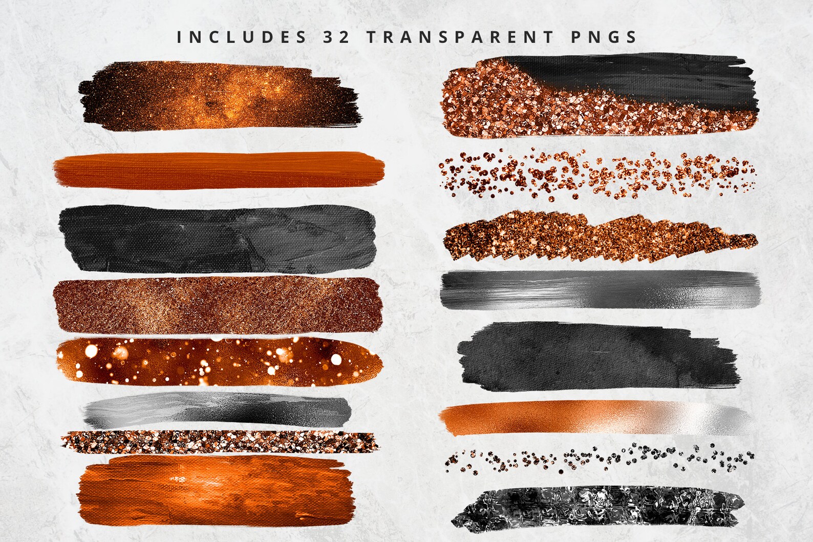 Orange and Black Brush Strokes Clipart Paint Strokes PNG - Etsy