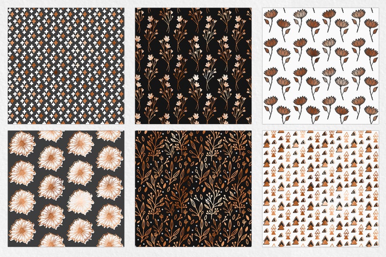 Black & Copper Gold Foil Digital Paper Copper Foil Textures | Etsy