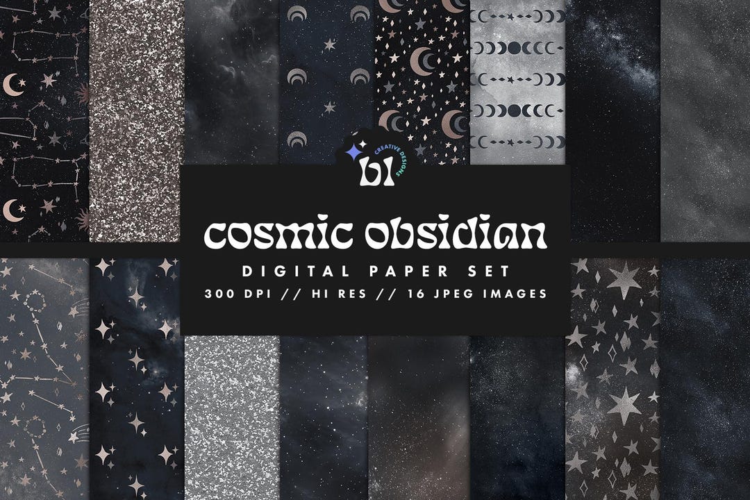 Dark Galaxy Digital Paper, Celestial Star Patterns, Space Scrapbook ...