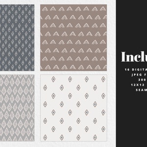 Neutral Boho Digital Paper Set, Seamless Textures, Boho Patterns ...