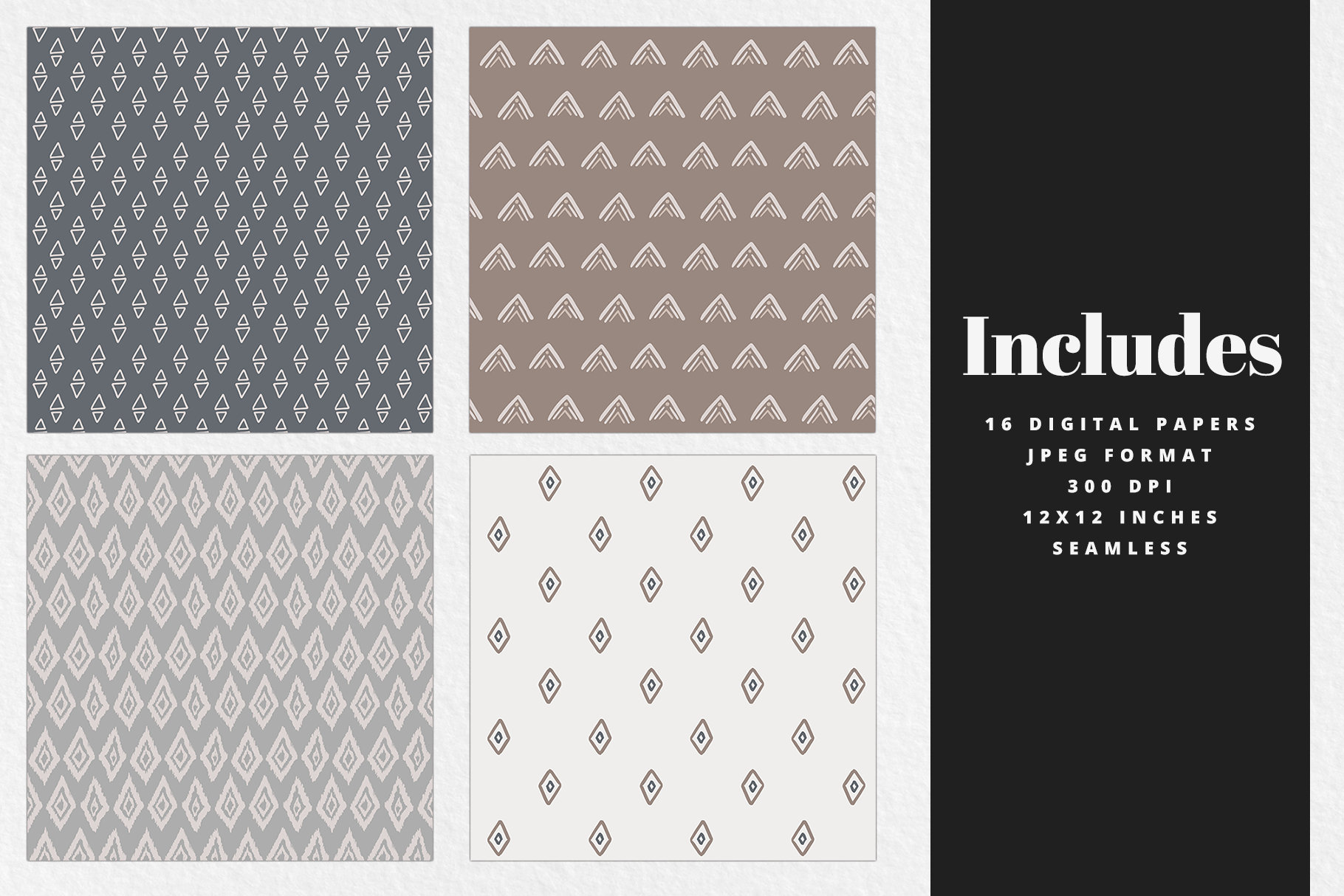 Neutral Boho Digital Paper Set Seamless Textures Boho - Etsy