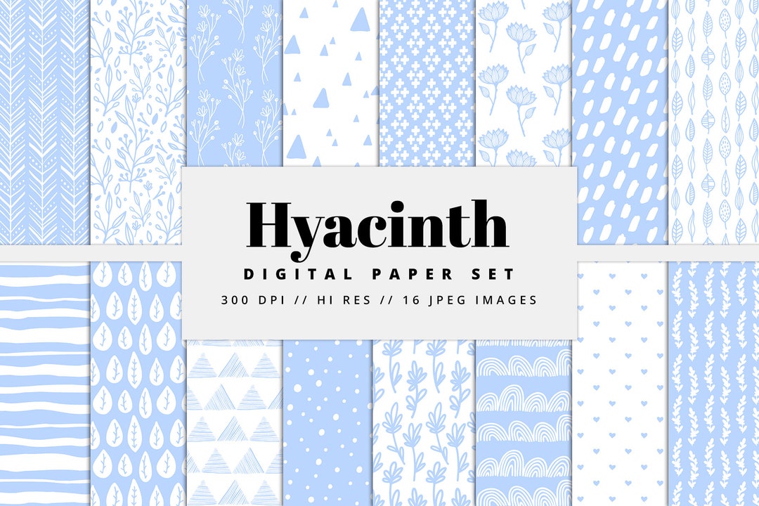 Hyacinth Blue Pastel Digital Paper, Printable Paper, Pastel Patterns ...