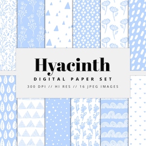 Hyacinth Blue Pastel Digital Paper, Printable Paper, Pastel Patterns ...
