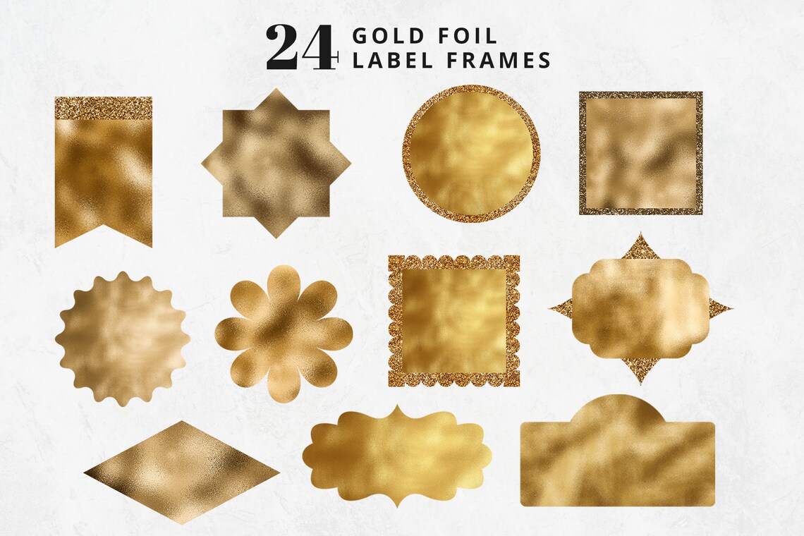 Gold Foil Label Frames Label Frame Clip Art Golden Foil - Etsy