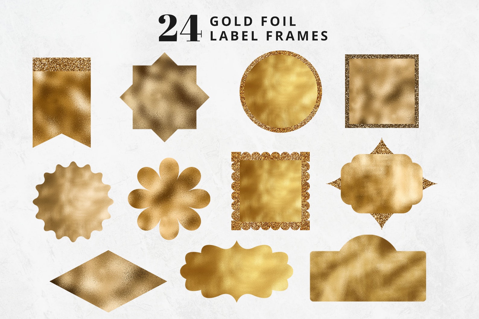 Gold Foil Label Frames Label Frame Clip Art Golden Foil - Etsy