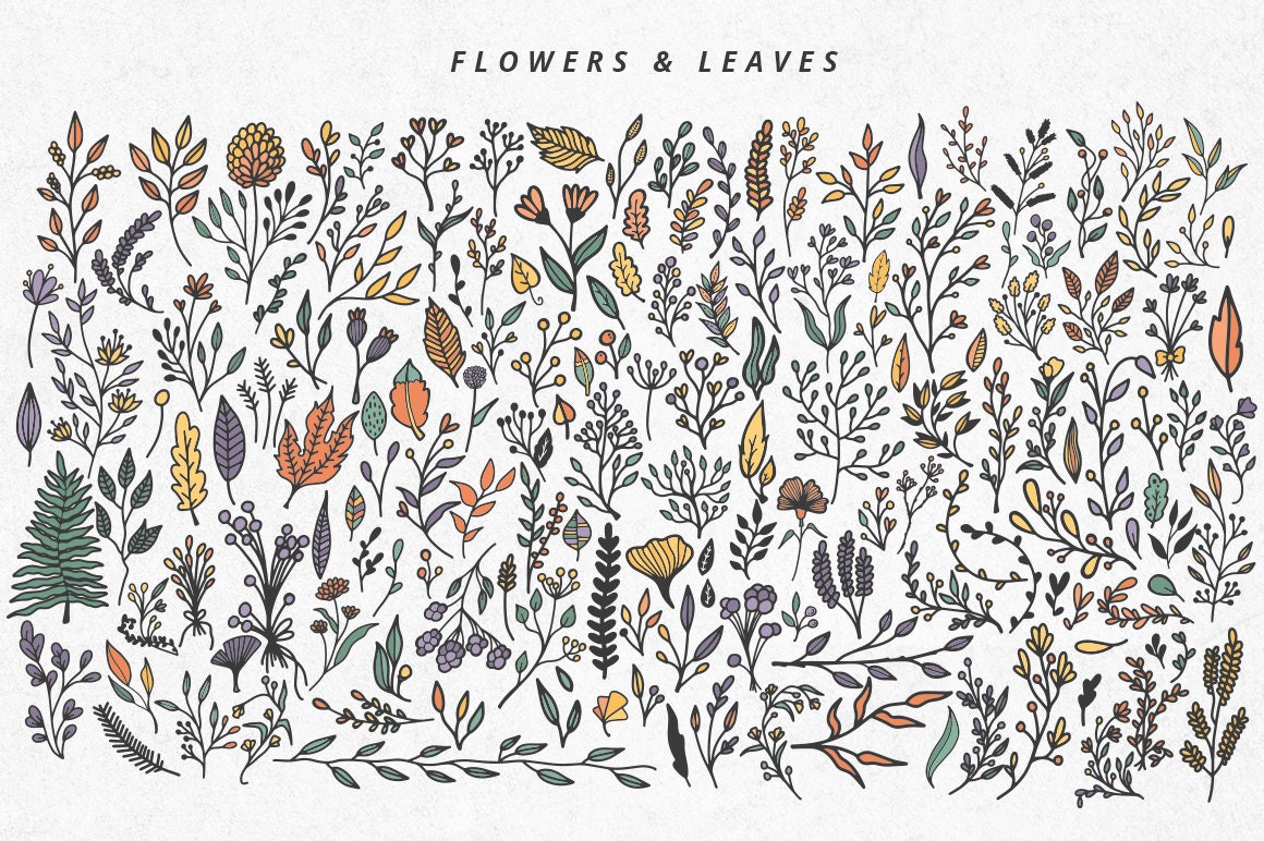 Hand Drawn Fall Clip Art Set Autumn Clipart Halloween - Etsy