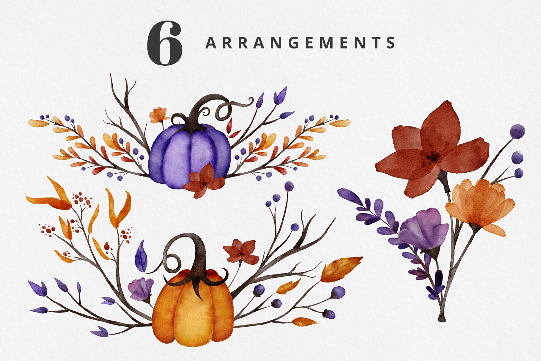 Watercolor Fall Clip Art Set Autumn Clipart Watercolor | Etsy