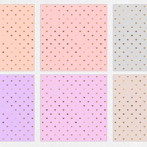 Pastel Hearts Gold Foil Digital Paper, Valentine's Day Backgrounds ...