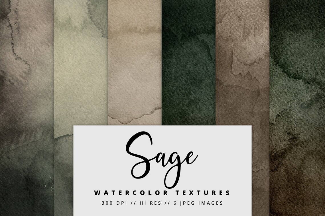 Sage Watercolor Digital Paper, Watercolor Textures, Watercolor ...