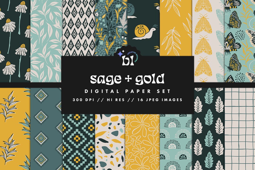 Vintage Digital Paper Set, Retro Seamless Textures, Floral Patterns ...