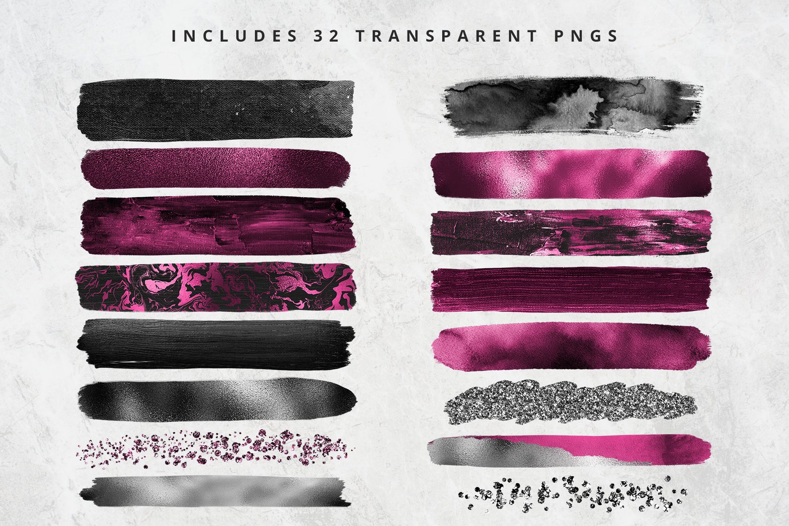 Pink and Black Brush Strokes Clipart Paint Strokes PNG Gold - Etsy
