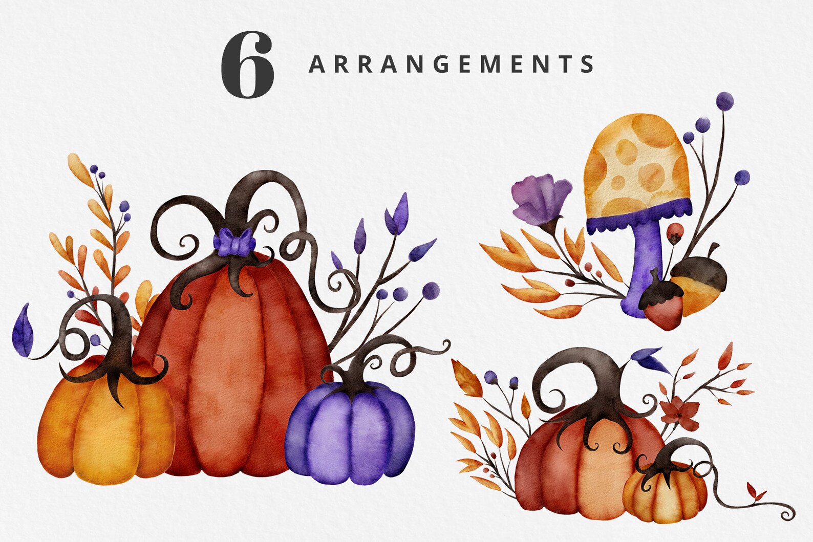 Watercolor Fall Clip Art Set, Autumn Clipart, Watercolor Leaves ...