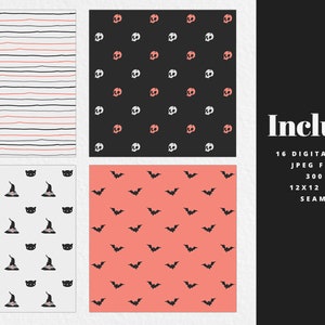 Halloween Digital Paper Set, Seamless Textures, Halloween Backgrounds ...