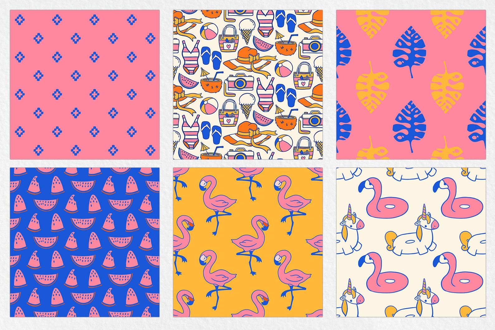 Summer Vibes Digital Paper Set Seamless Textures Summer - Etsy