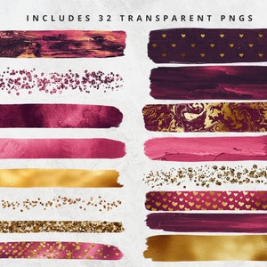 Valentine Brush Strokes Clip Art, Valentine Clip Art, Paint Strokes ...