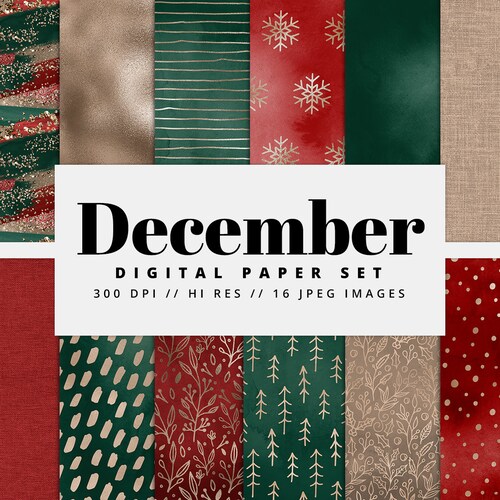 Christmas Digital Paper Set Foil Seamless Textures Holiday - Etsy