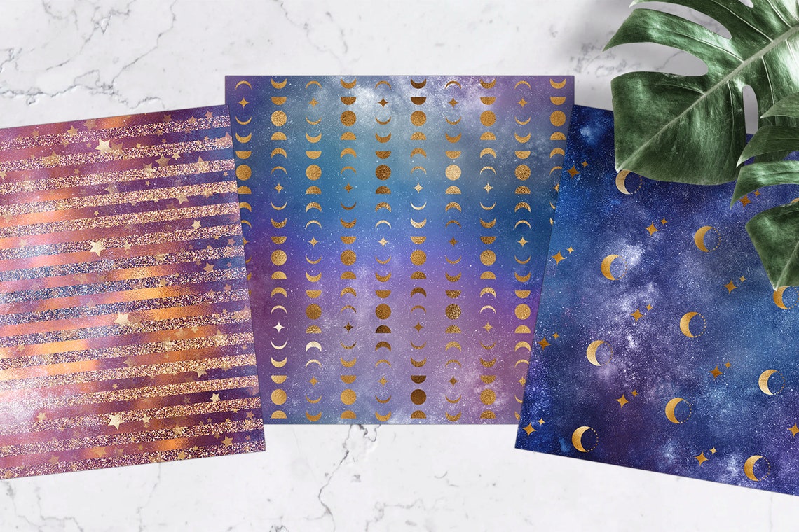 Galaxy Gold Foil Digital Paper Seamless Textures Digital | Etsy