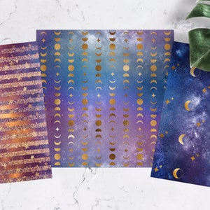 Galaxy Gold Foil Digital Paper, Seamless Textures, Digital Metallic ...