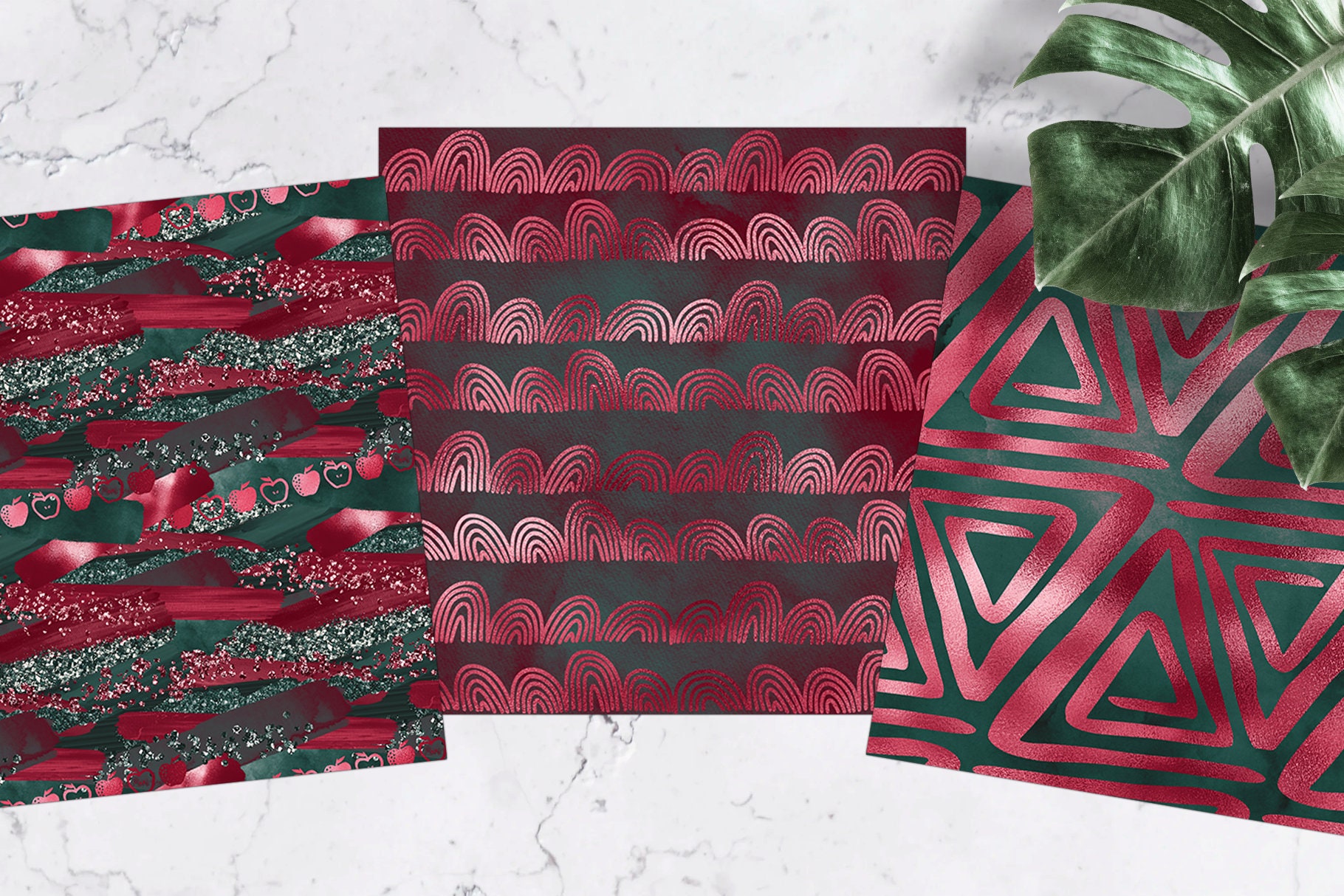 Orchard Apple Digital Paper Set Foil Seamless Textures | Etsy