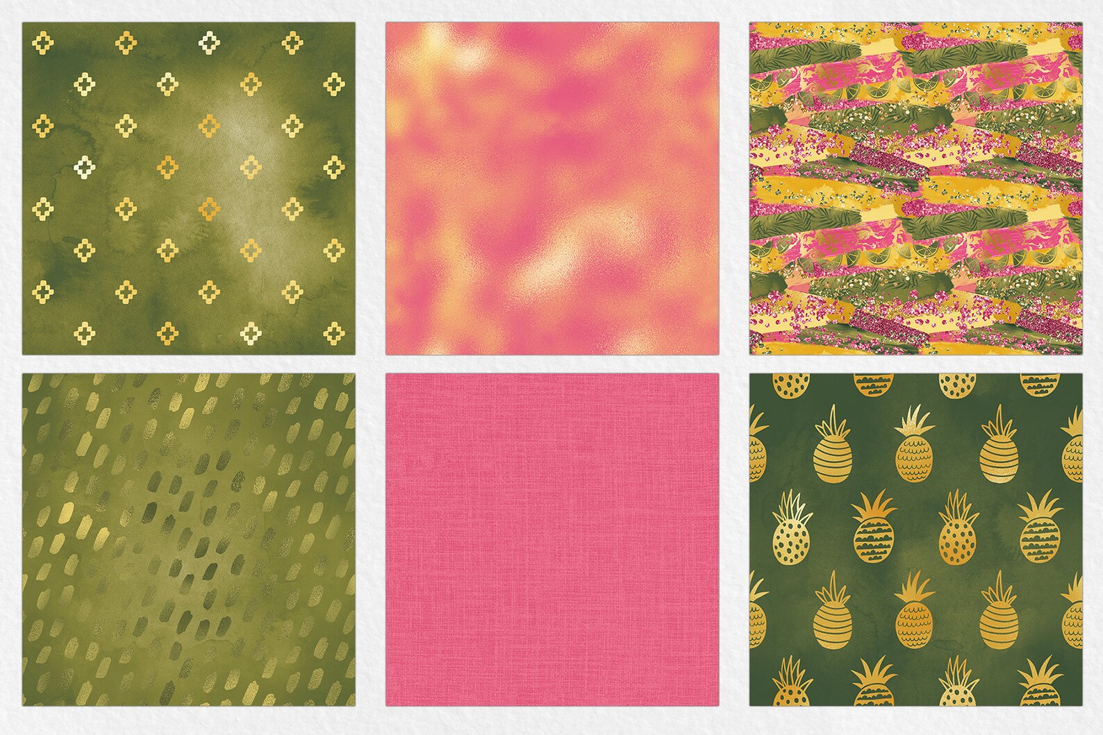 Tropical Digital Paper Set Foil Seamless Textures Summer - Etsy