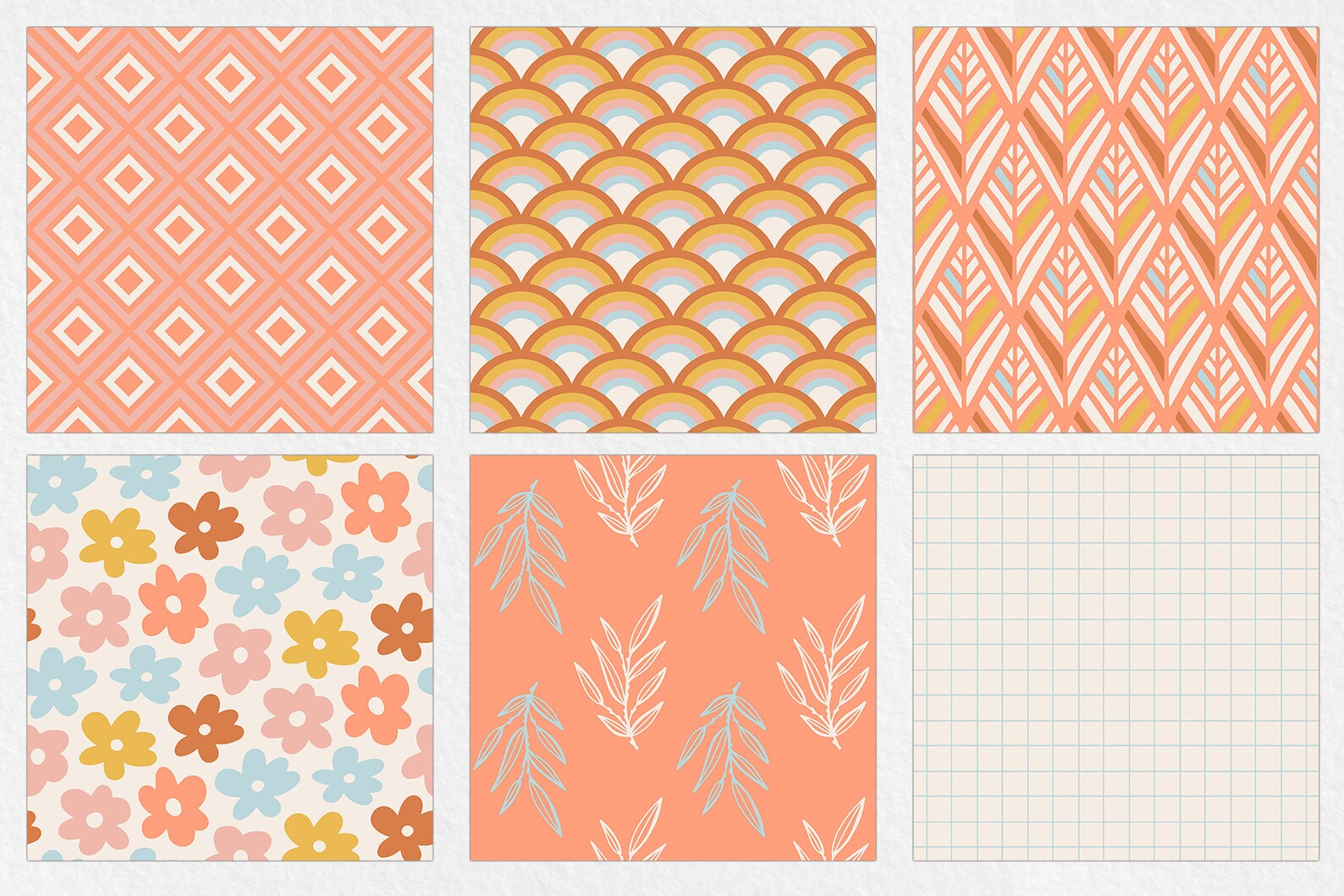 Retro Digital Paper Set Seamless Textures 70s Patterns - Etsy