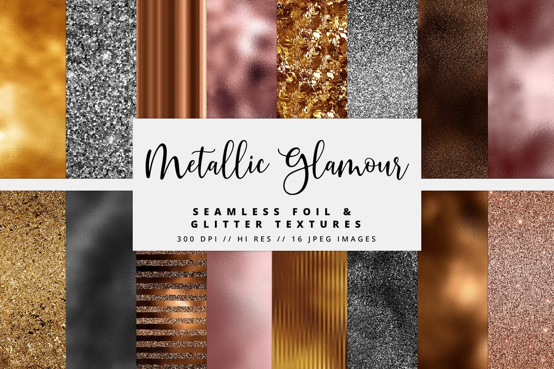 Metallic Foil Digital Paper, Seamless Gold Foil Textures, Digital ...