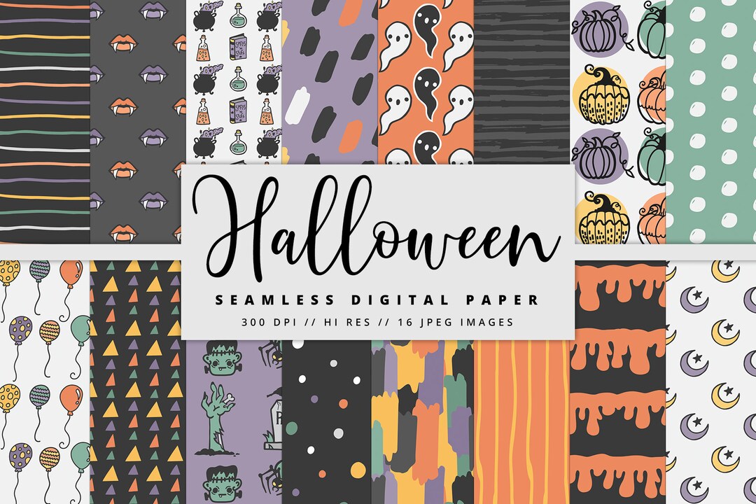 Halloween Digital Paper, Halloween Paper, Halloween Seamless Patterns ...