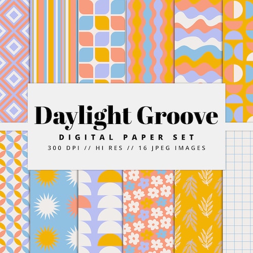 Retro Digital Paper Set Seamless Textures 70s Patterns - Etsy