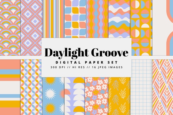 Retro Digital Paper Set Seamless Textures 70s Patterns - Etsy