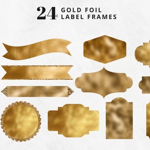Gold Foil Label Frames, Label Frame Clip Art, Golden Foil Frames, Faux ...
