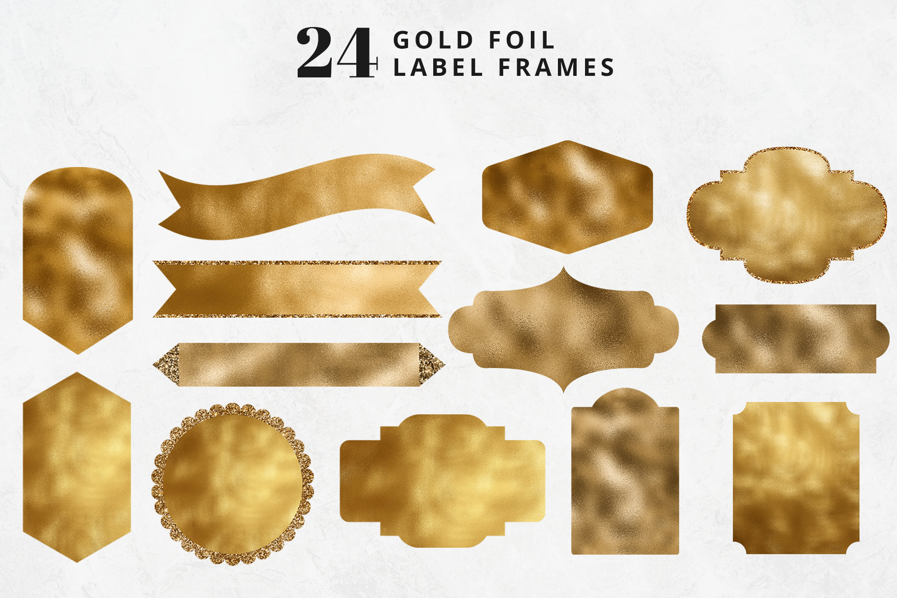 Gold Foil Label Frames, Label Frame Clip Art, Golden Foil Frames, Faux ...