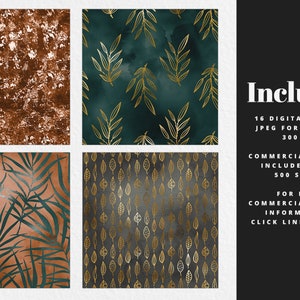 Modern Digital Paper Set, Foil, Seamless Textures, Summer, Trendy, Boho ...