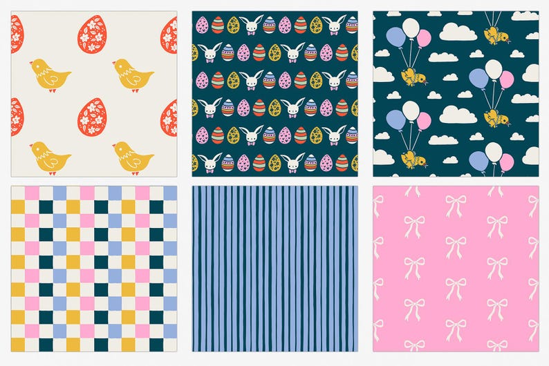 Easter Spring Digital Paper Set, Seamless Trendy Patterns (commercial ...