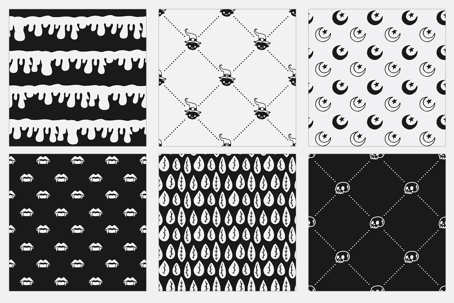Halloween Digital Paper, Black and White, Ghosts, Witch, Magic ...