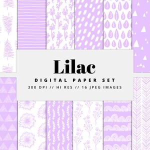 Lilac Purple Pastel Digital Paper, Printable Paper, Pastel Patterns ...