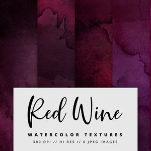 Red Wine Watercolor Digital Paper, Watercolor Textures, Watercolor ...